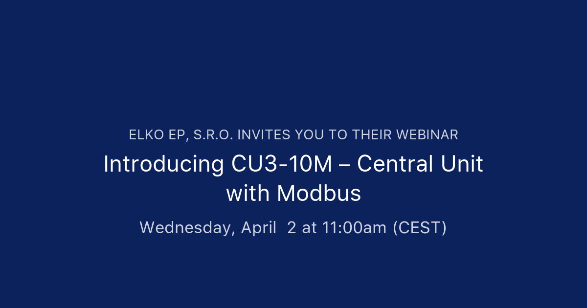Introducing CU3-10M – Central Unit with Modbus | ELKO EP, s.r.o.