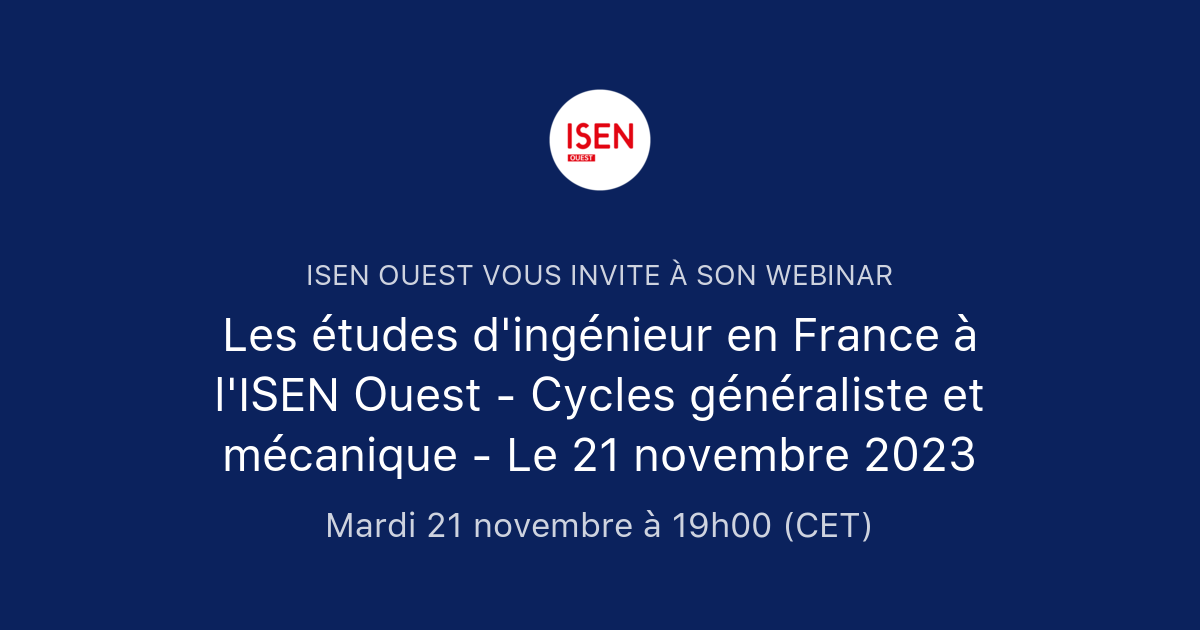 Les études d'ingénieur en France à l'ISEN Ouest - Cycles généraliste et ...