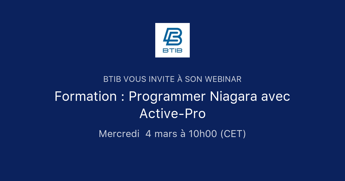 Formation : Programmer Niagara avec Active-Pro | BTIB