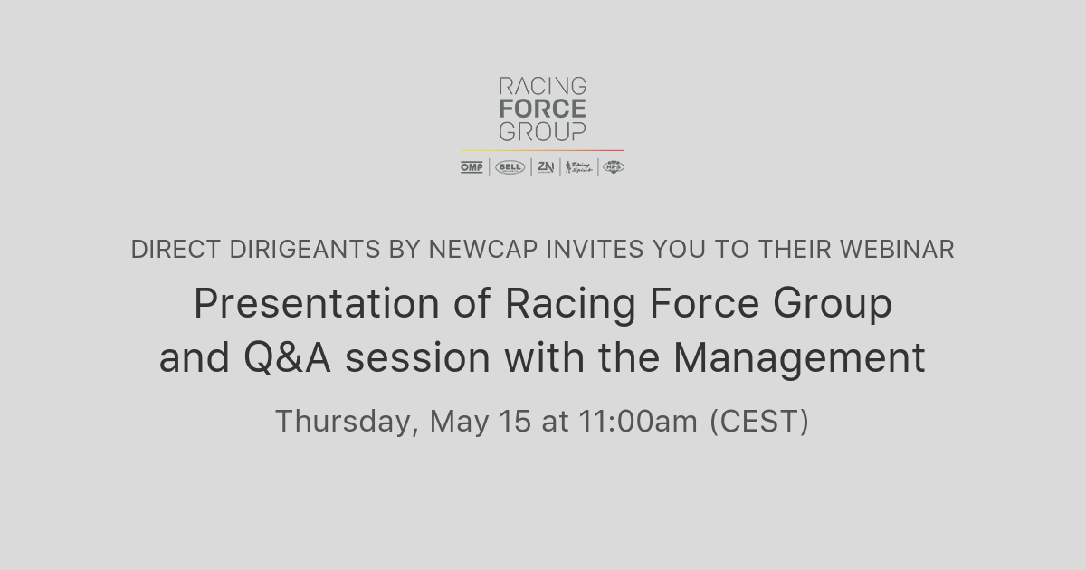 Presentation of Racing Force Group and Q&A session with the Management ...