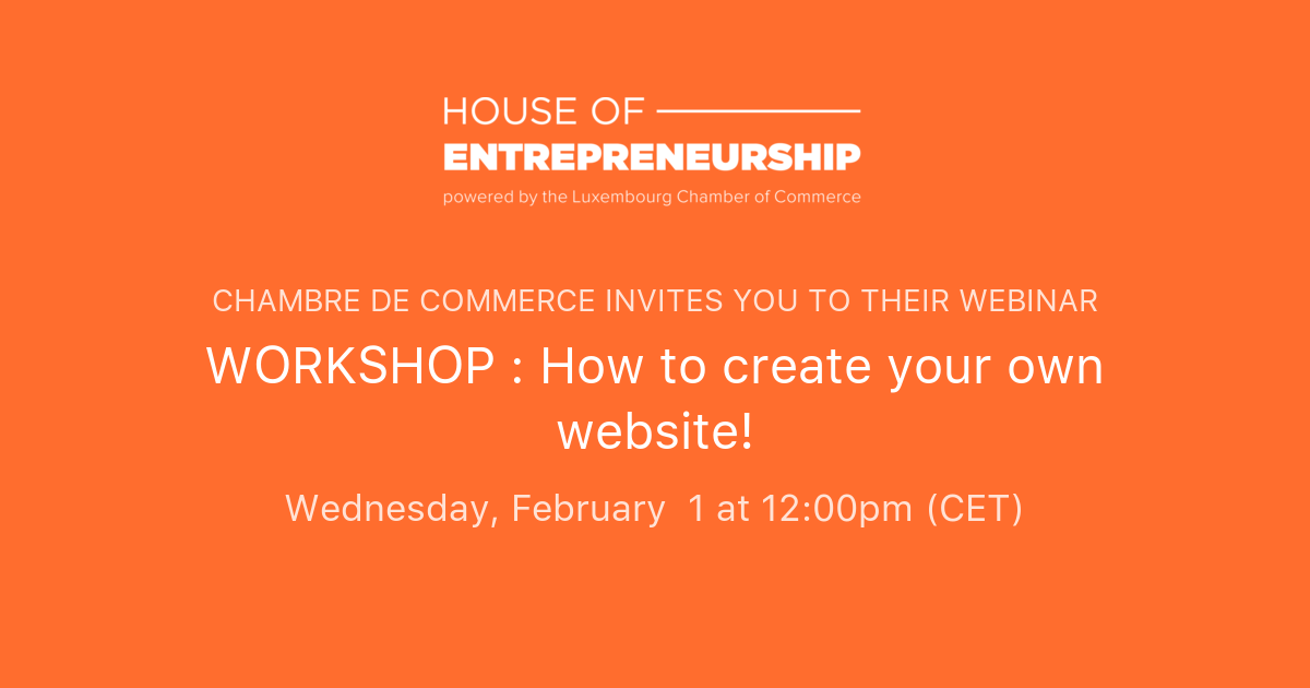 WORKSHOP : How to create your own website! | Chambre de Commerce