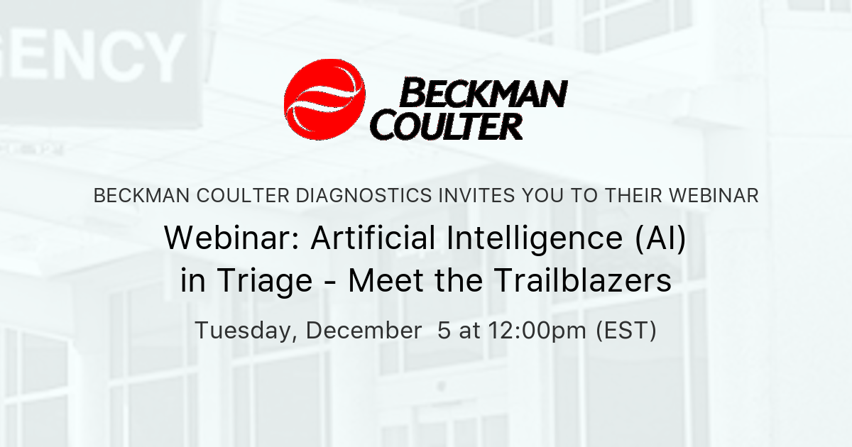 Webinar: Artificial Intelligence (AI) in Triage - Meet the Trailblazers ...