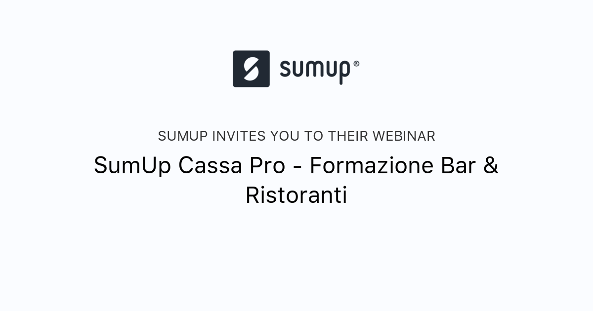 SumUp Cassa Pro - Formazione Bar & Ristoranti | SumUp