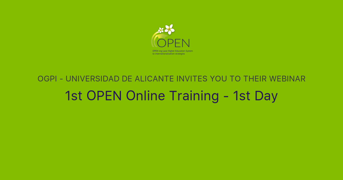 1st OPEN Online Training - 1st Day | OGPI - Universidad de Alicante