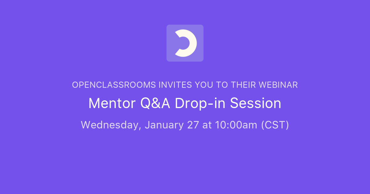 Mentor Q&A Drop-in Session | OpenClassrooms