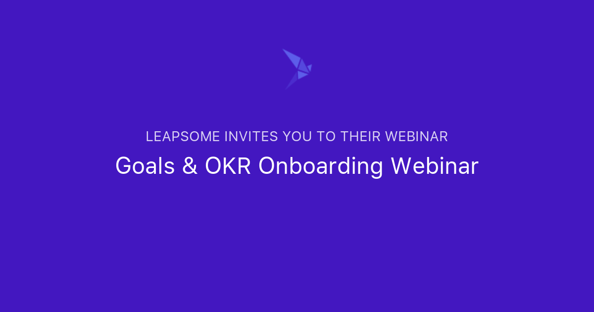 Goals & OKR Onboarding Webinar | Leapsome