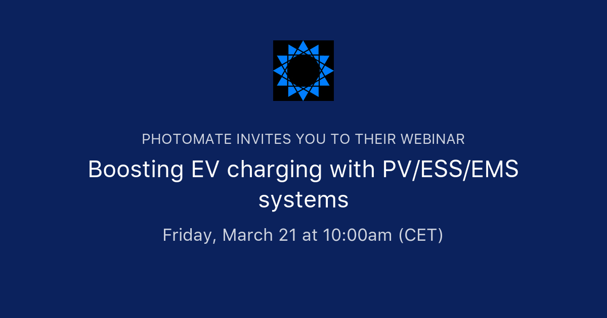 Boosting EV charging with PV/ESS/EMS systems | Photomate