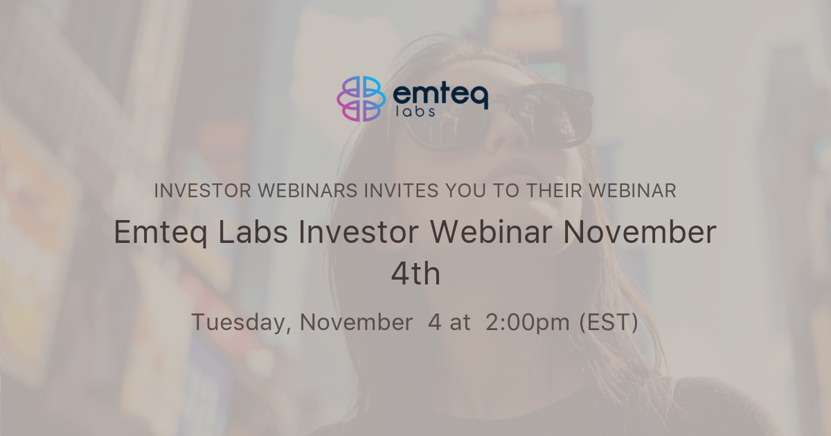 Emteq Labs Investor Webinar November 4th | Investor Webinars