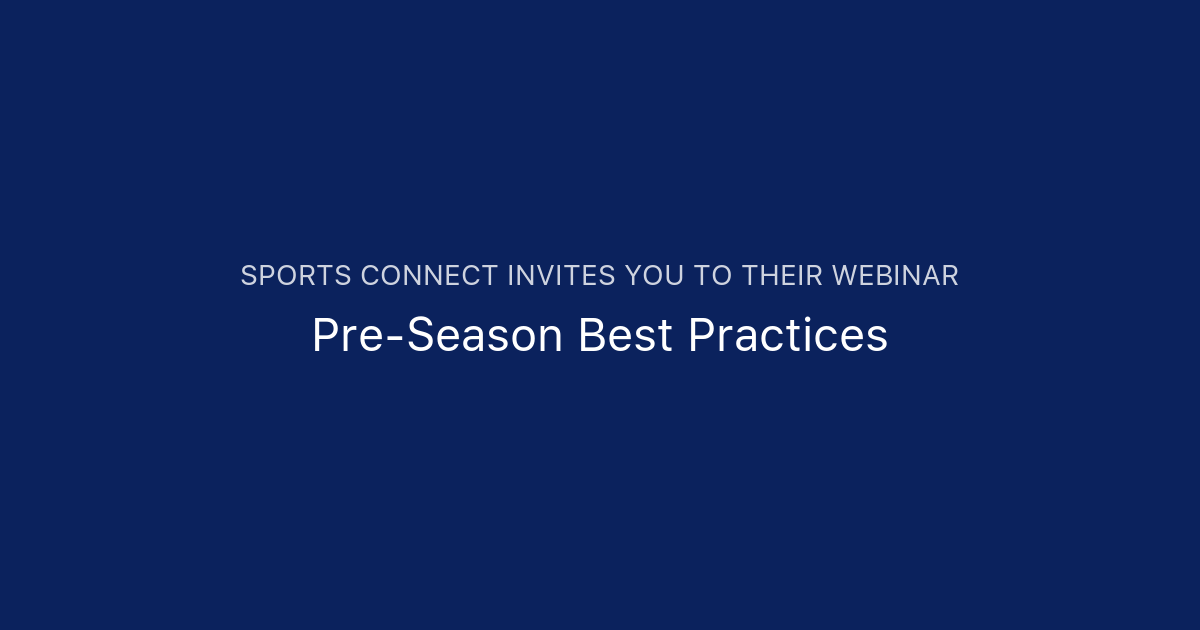 Pre-Season Best Practices | Sports Connect