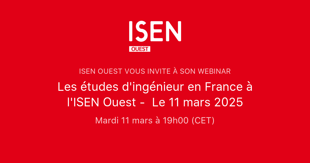 Les études d'ingénieur en France à l'ISEN Ouest - Le 11 mars 2025 | ISEN Ouest