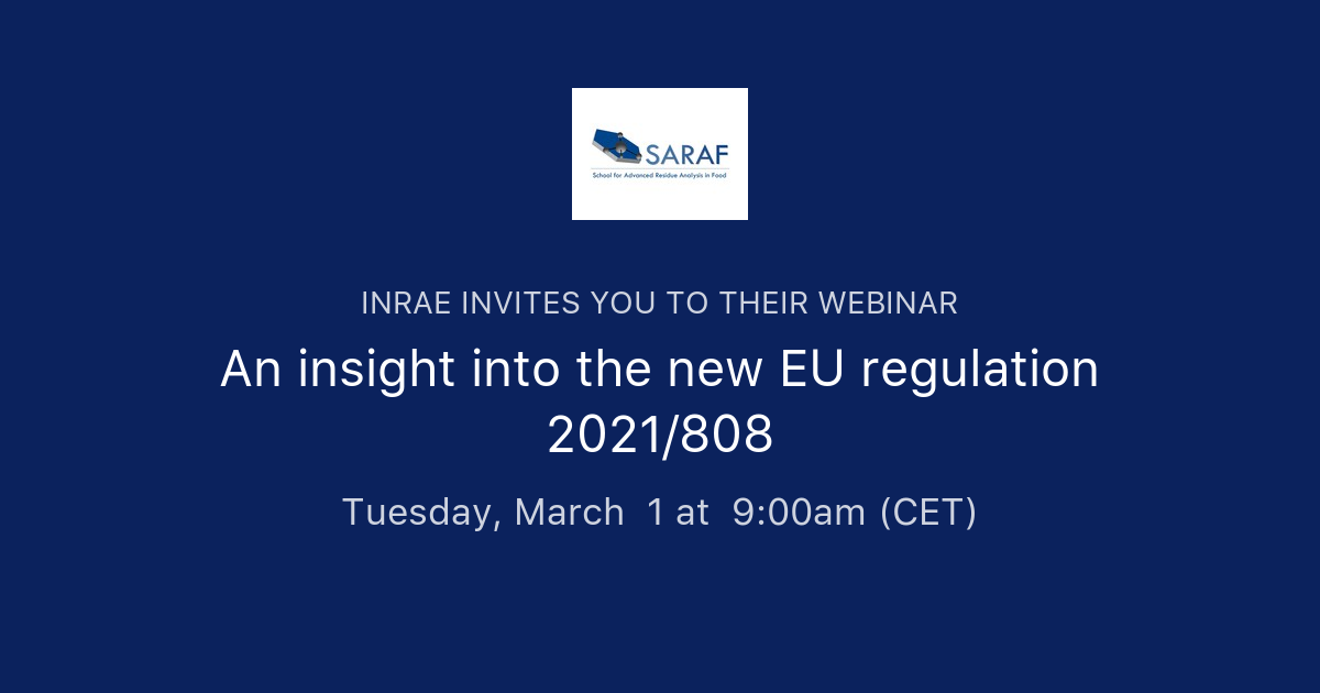 An insight into the new EU regulation 2021/808 | INRAE