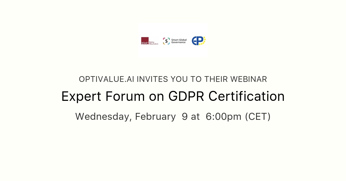 Expert Forum on GDPR Certification | Smart Global Governance