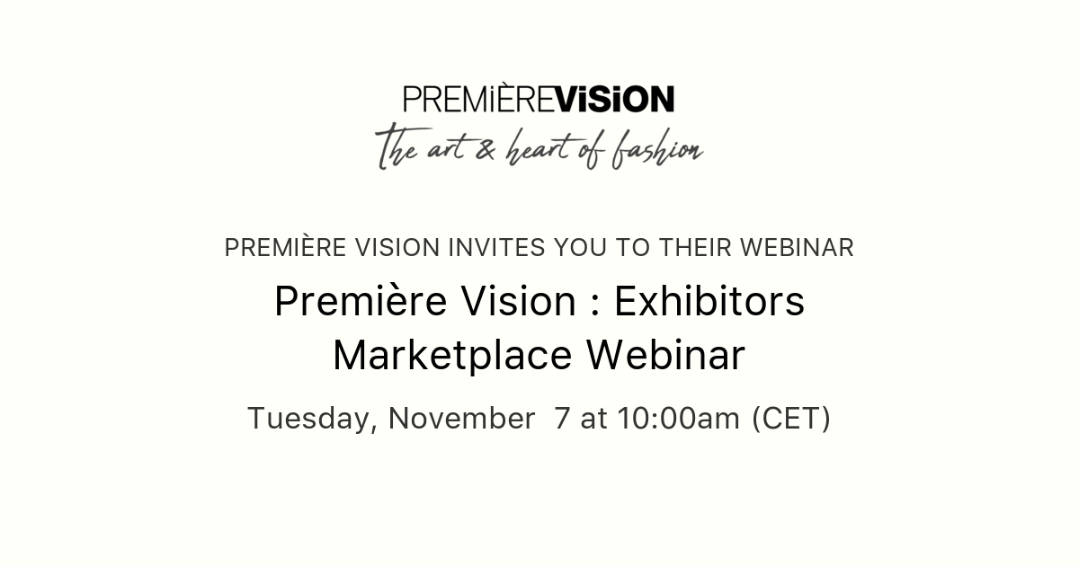 Première Vision : Exhibitors Marketplace Webinar | Première Vision