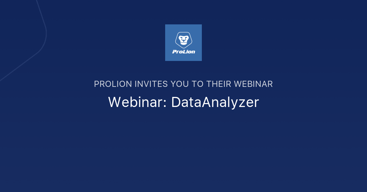 Webinar: DataAnalyzer | ProLion