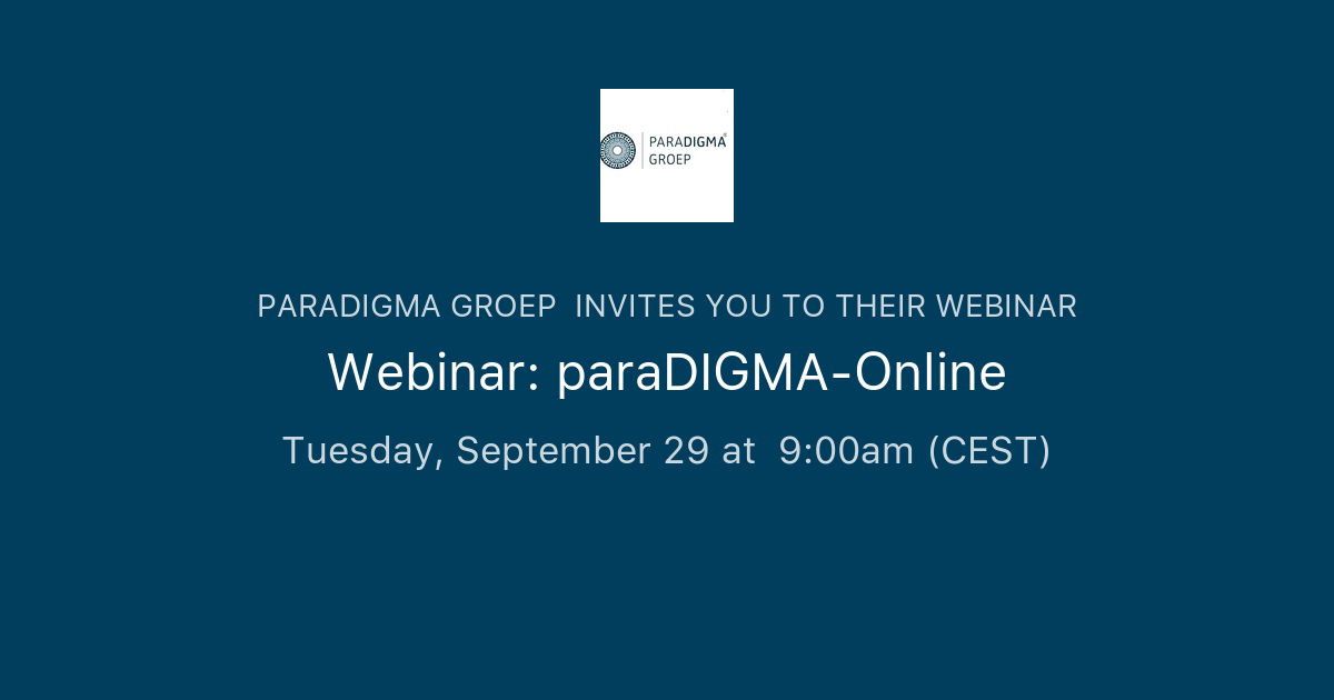 Webinar: paraDIGMA-Online | paraDIGMA groep