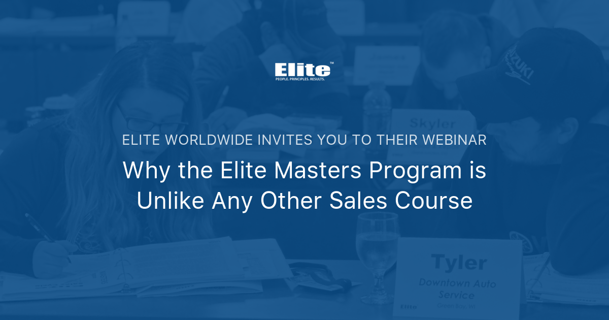 Why the Elite Masters Program is Unlike Any Other Sales Course | Elite ...