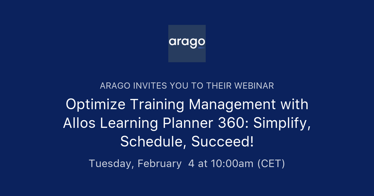 Optimize Training Management with Allos Learning Planner 360: Simplify ...