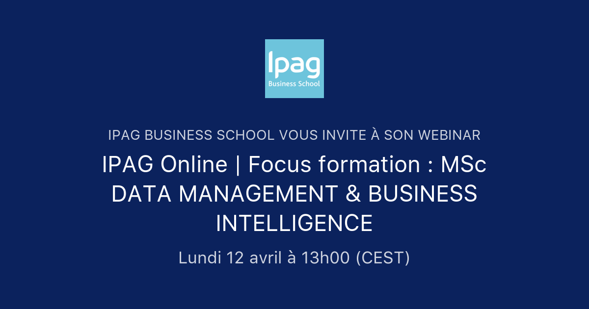 IPAG Online | Focus formation : MSc DATA MANAGEMENT & BUSINESS ...