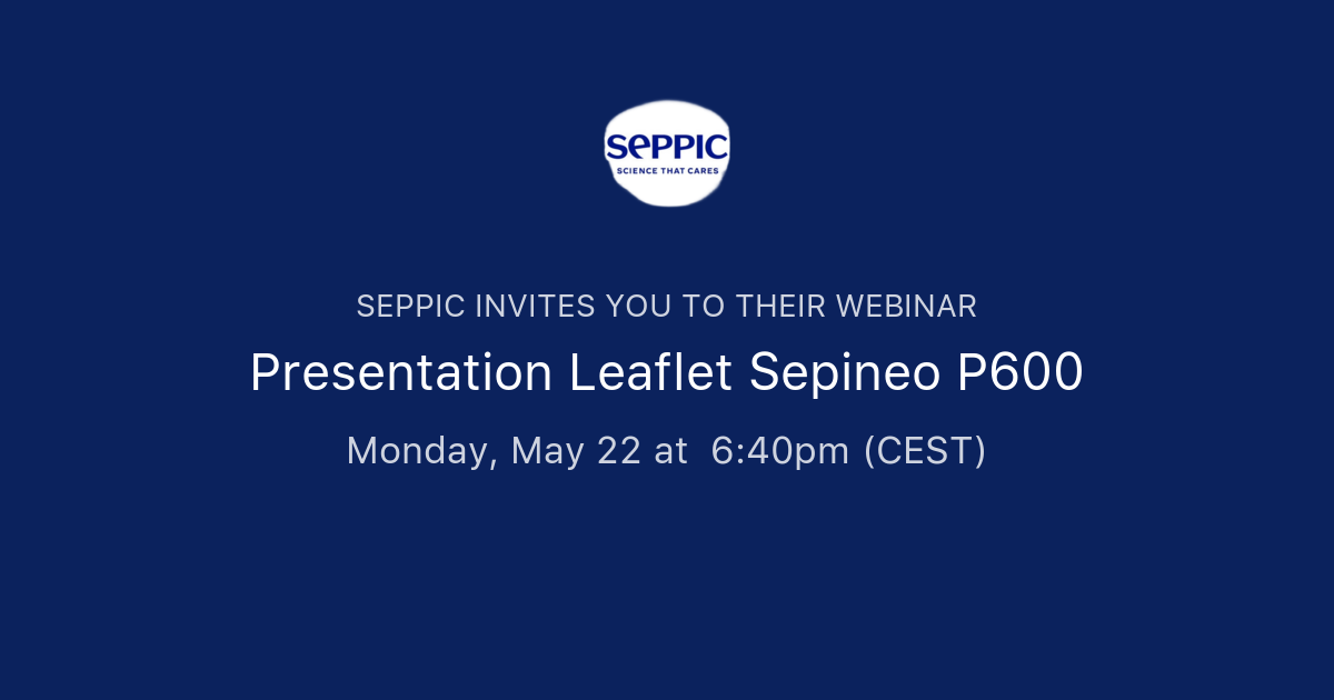 Presentation Leaflet Sepineo P600 | Seppic