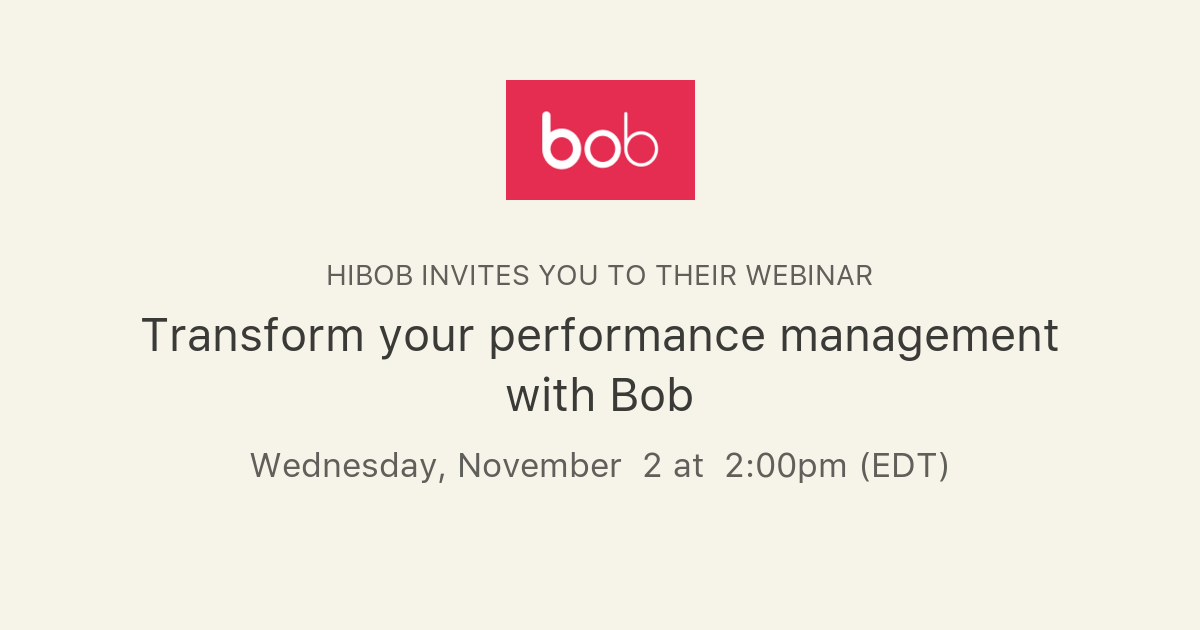 Transform your performance management with Bob | HiBob