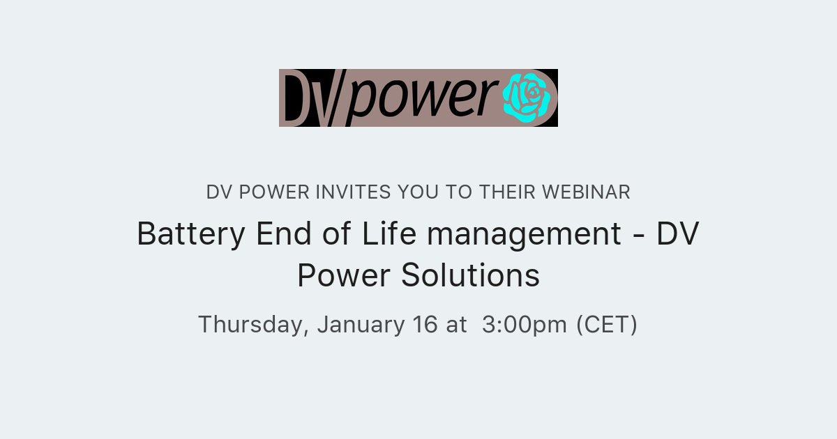 Battery End of Life management - DV Power Solutions | DV Power