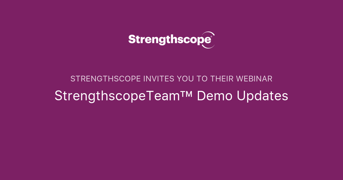 StrengthscopeTeam™ Demo Updates | Strengthscope