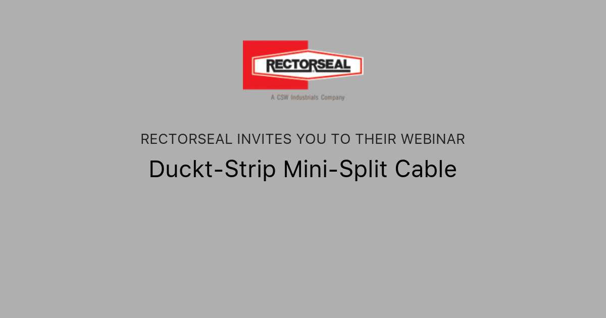 Duckt Strip Mini Split Cable Rectorseal 4914