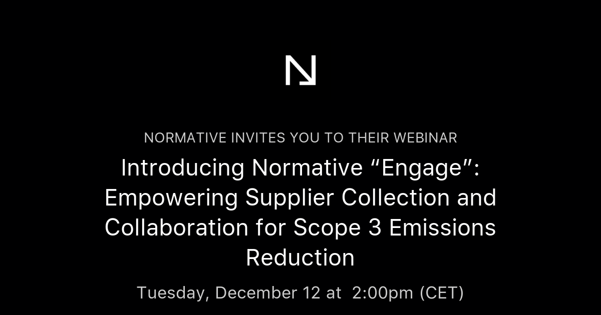 Introducing Normative “Engage”: Empowering Supplier Collection and ...